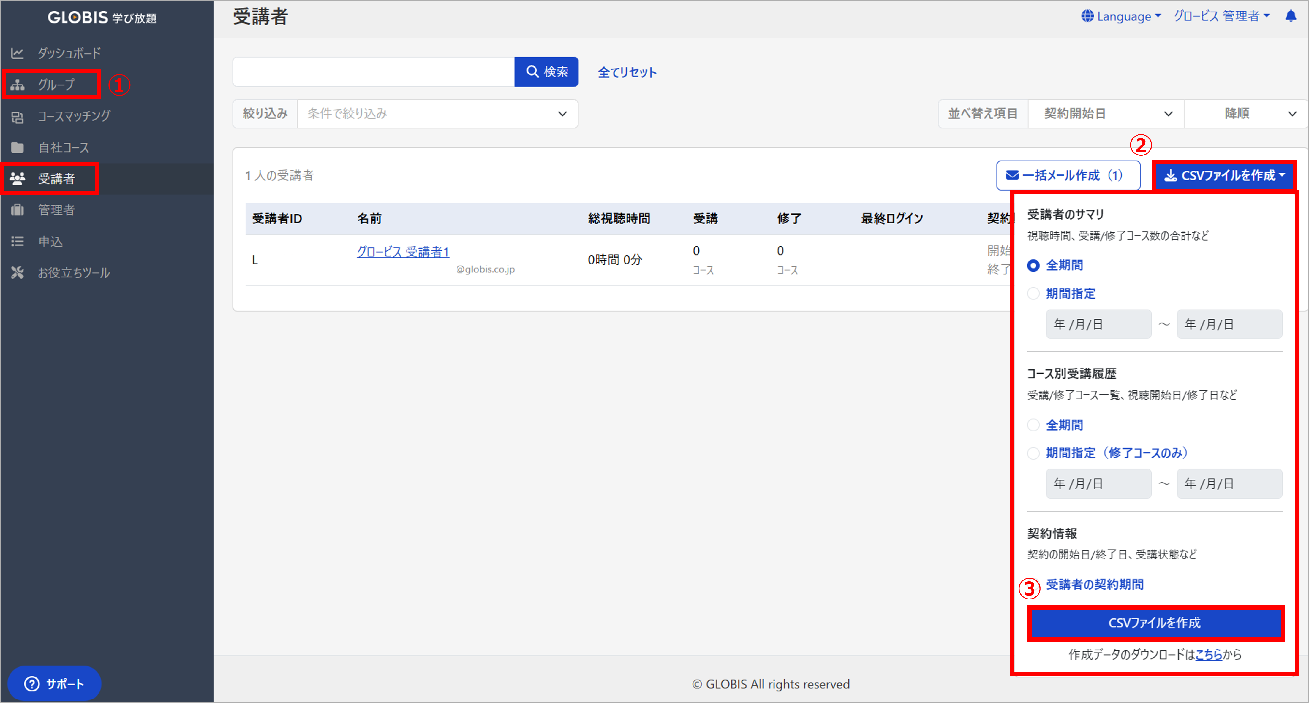 契約情報を確認する方法を教えてください。＜GLOBIS 学び放題＞ – GLOBIS 法人管理者ヘルプ